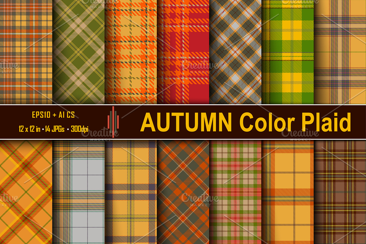 Autumn Color Tartan Plaid, a Pattern Graphic by Vectorchoice