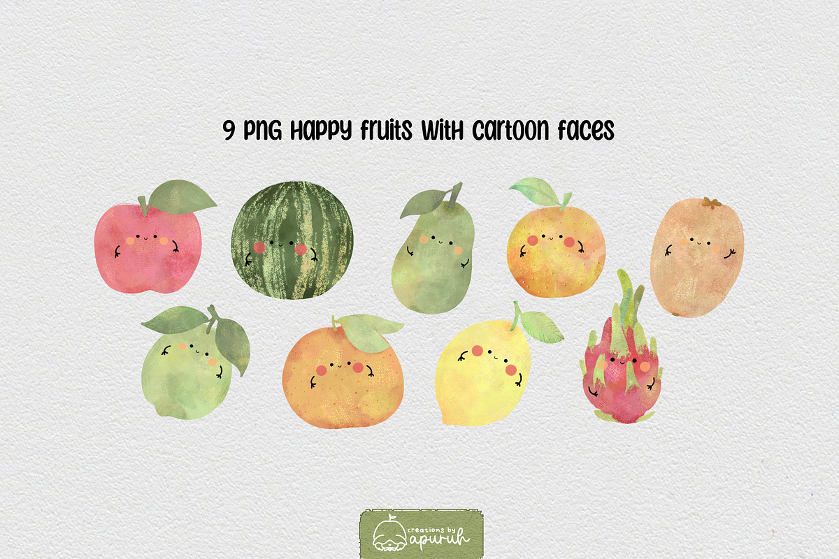 Pastel Fruits Watercolor Clipart, a Food Illustration by creationsbyapuruh