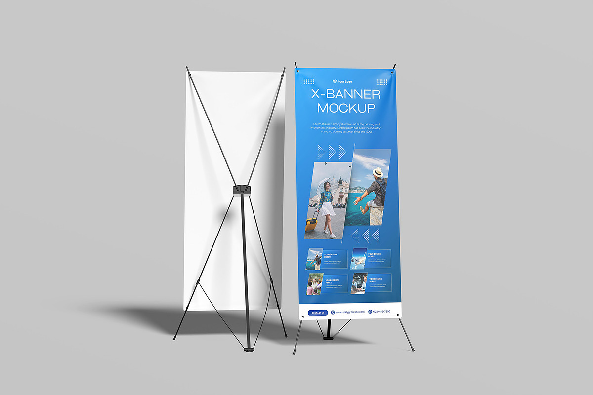 Standing X Banner Mockup, an Advertising Mockup by graphicsecond
