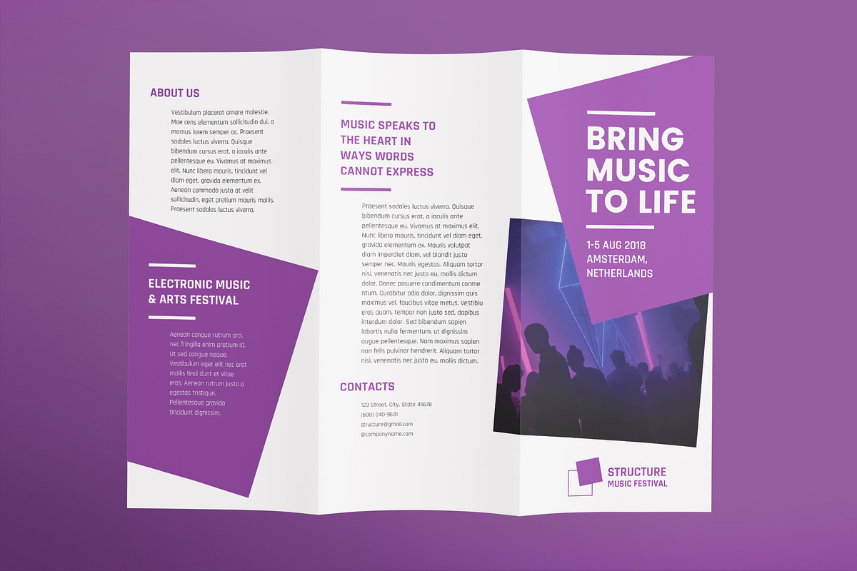 Music Festival Brochure Trifold, a Brochure Template by TemplatesNow!