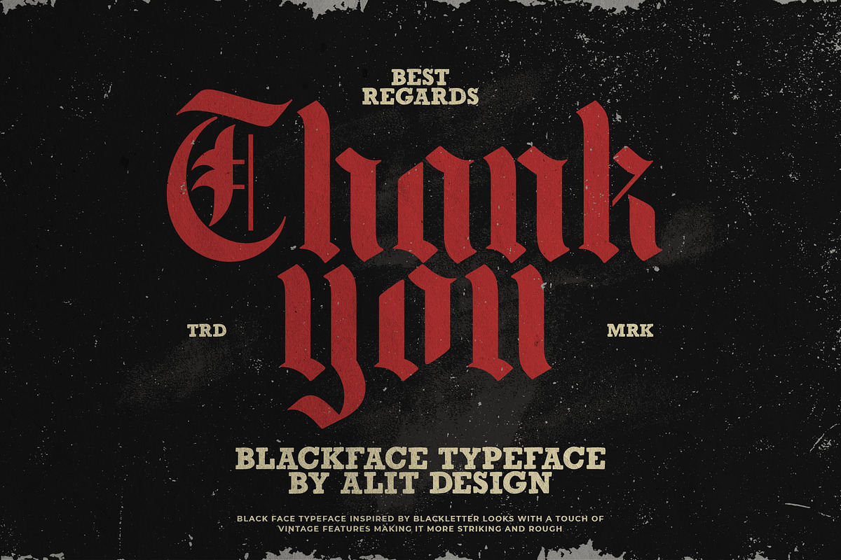 Black Face Typeface, a Blackletter Font by alit design