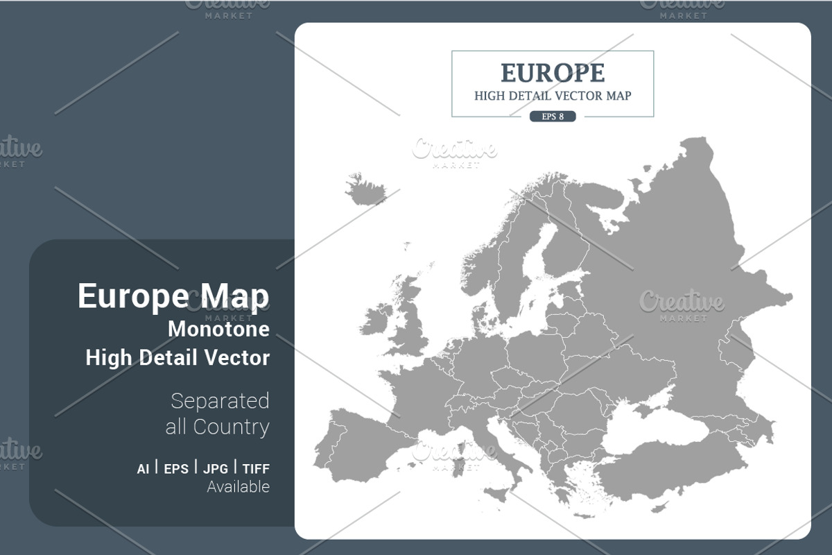 Europe Map Color Separated Country, an Education Illustration by ...