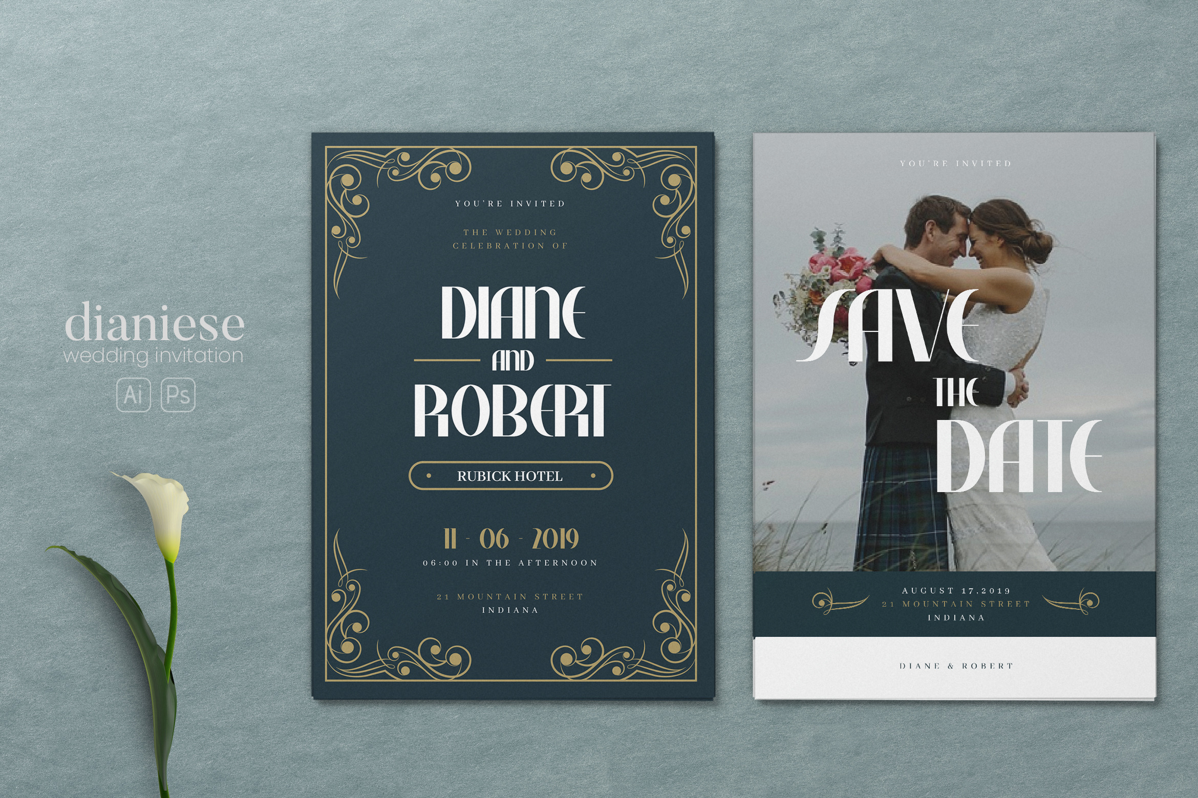 Wedding AI and PSD Invitation 7, an Invitation Template by Alexacrib ...