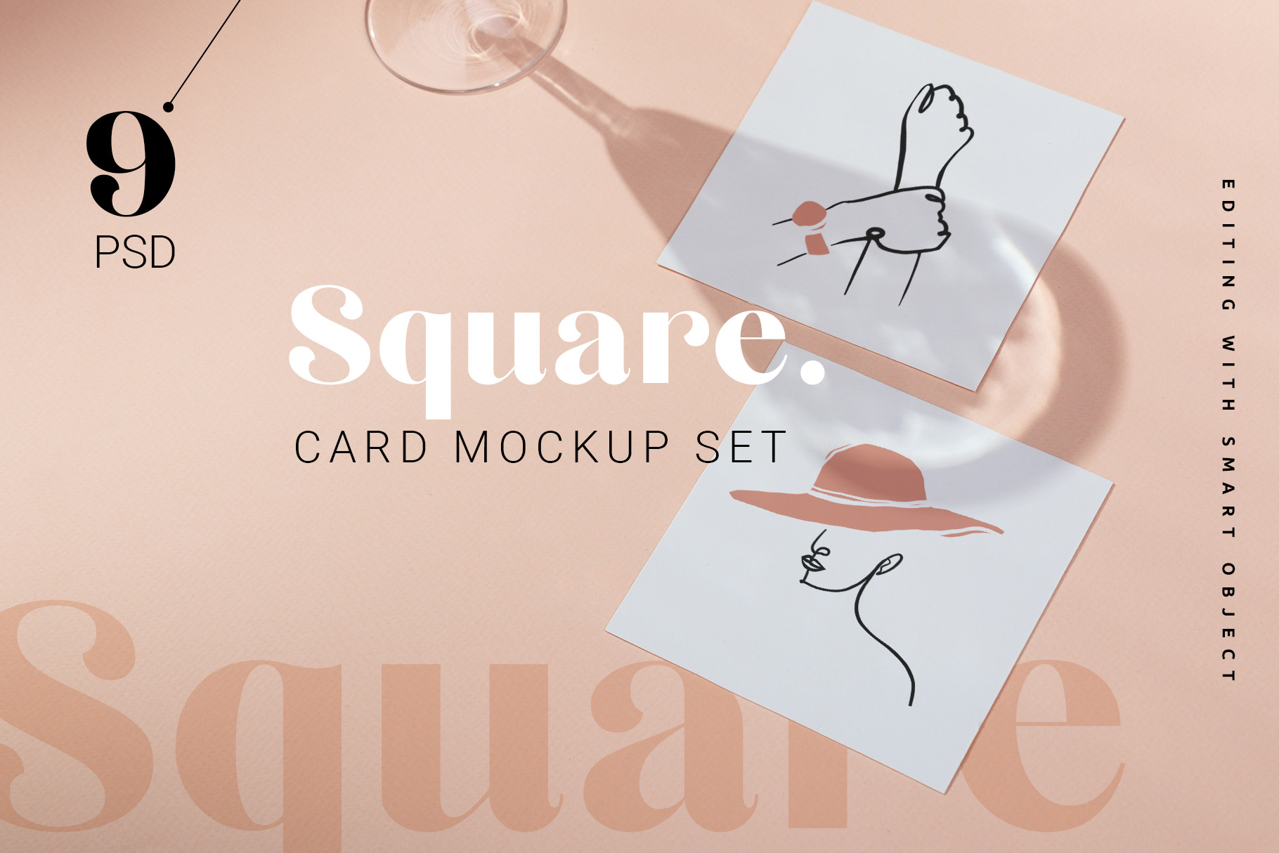 Square Card Shadow Mockup Set, a Product Mockup by Neutral Mockups
