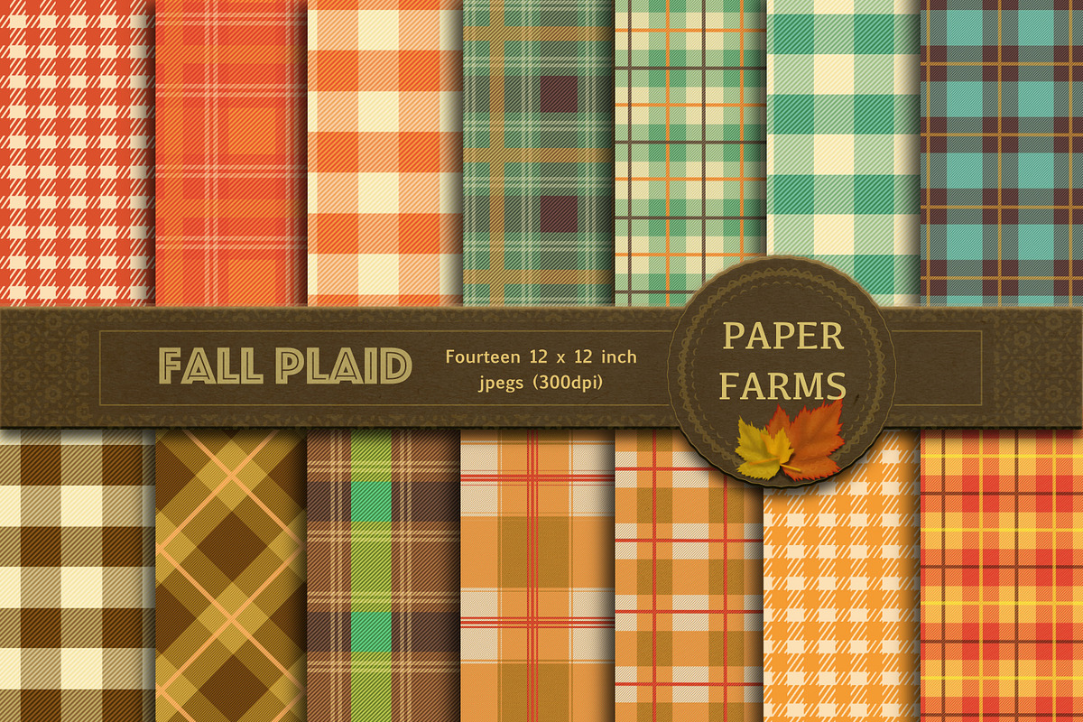 Fall plaid digital paper, a Pattern Graphic by Paper Farms