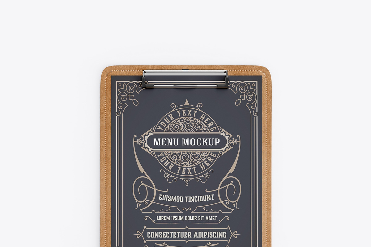 Leather Menu Board Mockup, a Product Mockup by OneVectorStock ...