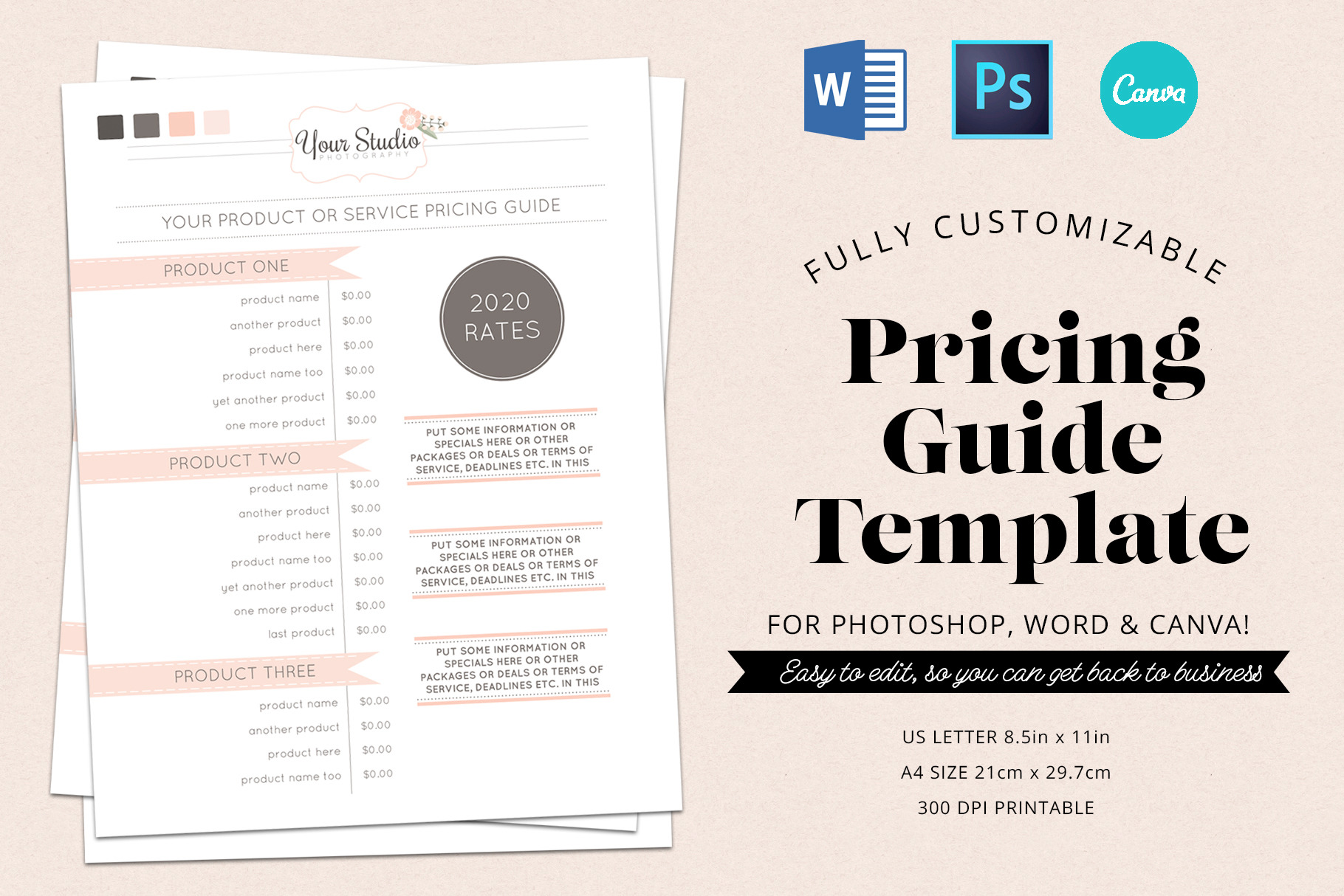 Pricing Guide Template, a Stationery Template by Blissful Pixels