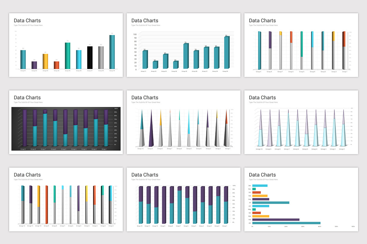 Data Charts PowerPoint Template, a Marketing Template by SlideOne