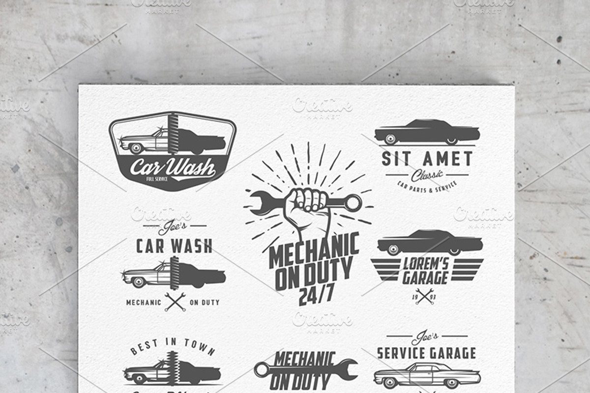 Car service logos, emblems and icons, an Illustration by 1baranov
