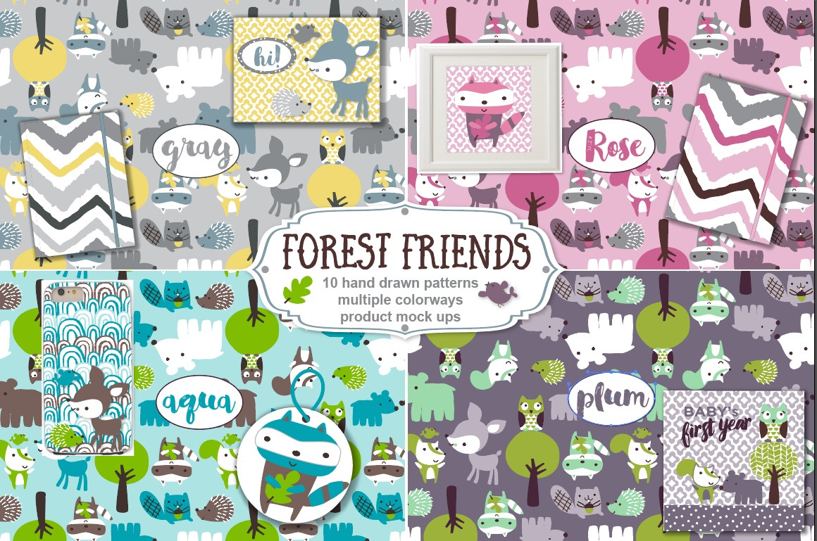 Forest Friends Collection, a Pattern Graphic by Jenny Faw Design