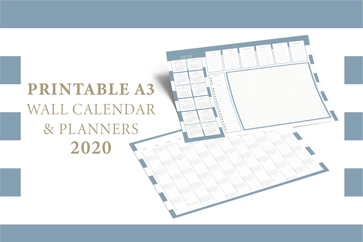 Printable A3-Wall Calendar&Planners, a Stationery Template by Suphansa