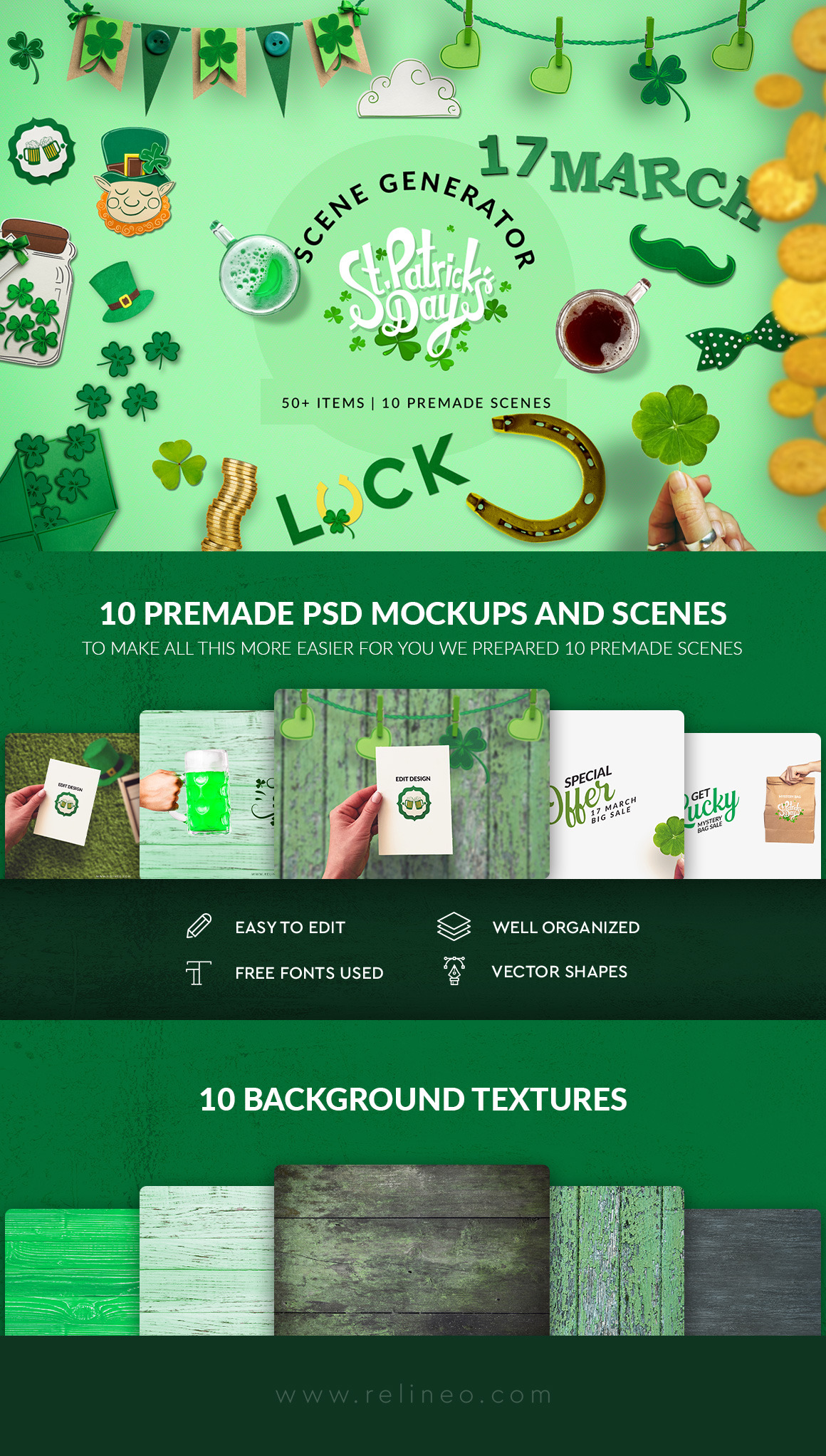 St. Patrick's Day - Scene Generator, a Hat Mockup by relineo.mock-ups