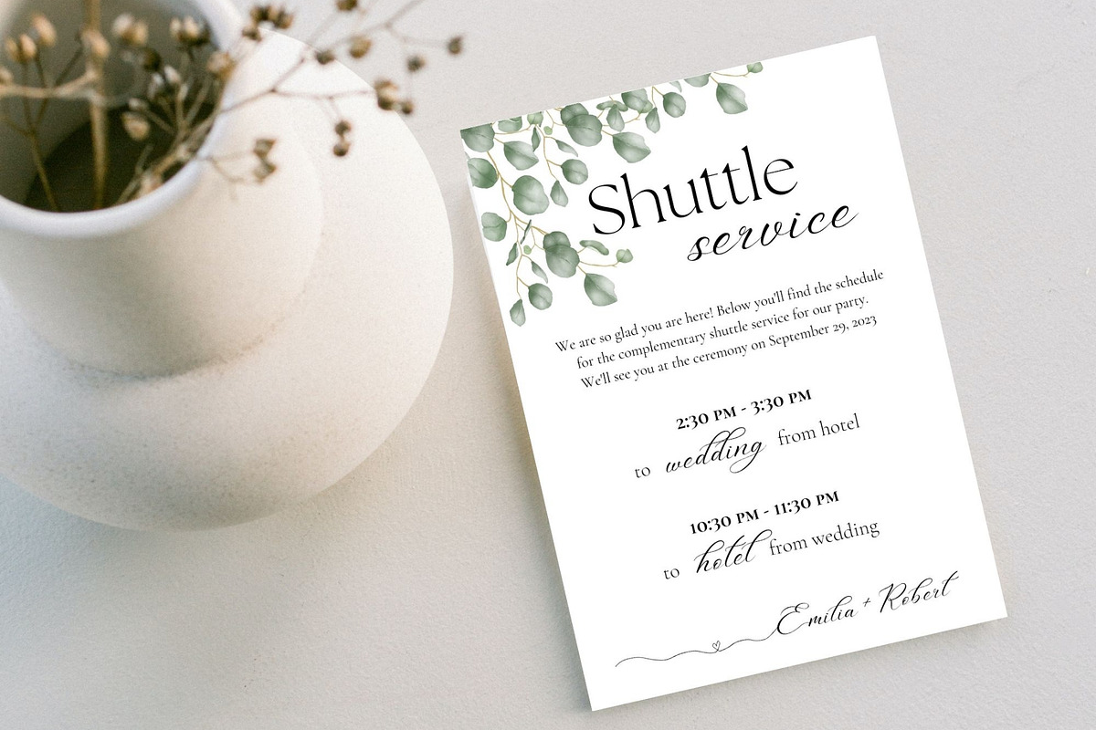 Wedding Shuttle service sign, a Card Template by EvaTemplates ...