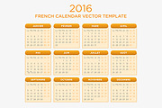 French Calendar Vector 2016, a Stationery Template by Urazovsky Design