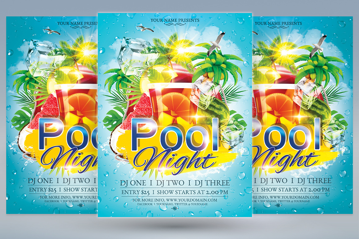 Pool Night, a Flyer Template by tmcom