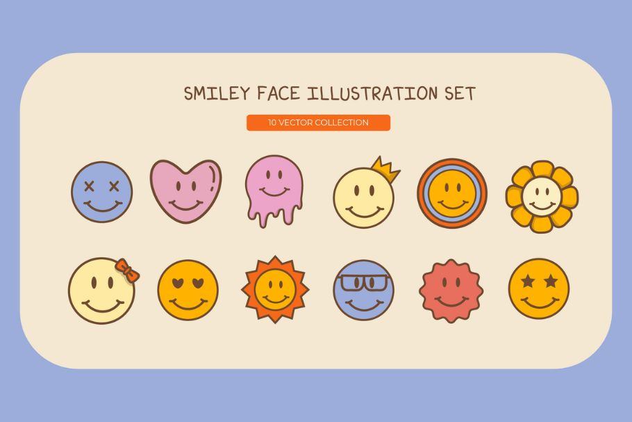 Smiley Face Illustration Set, an Object Illustration by Creathub Studio