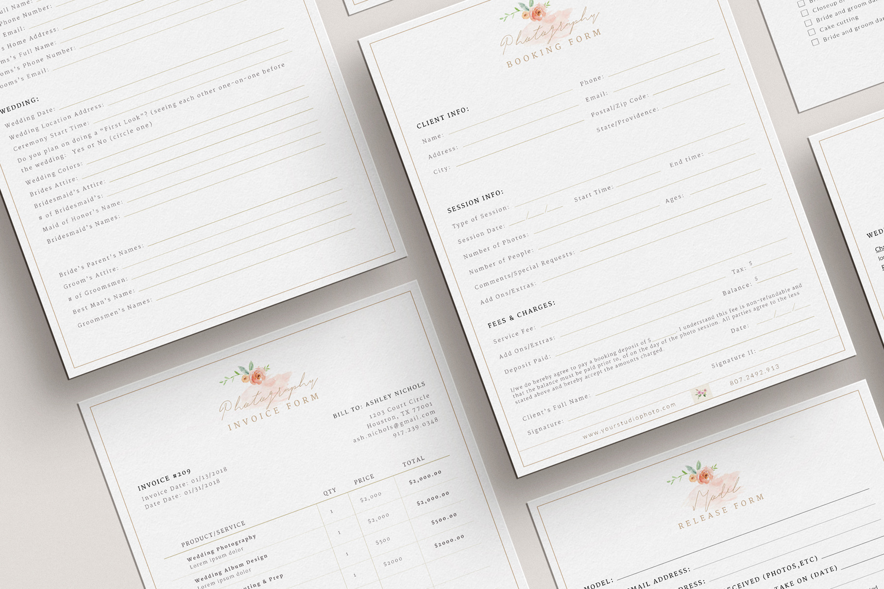 Photographer Business Forms Bundle, a Stationery Template by By ...