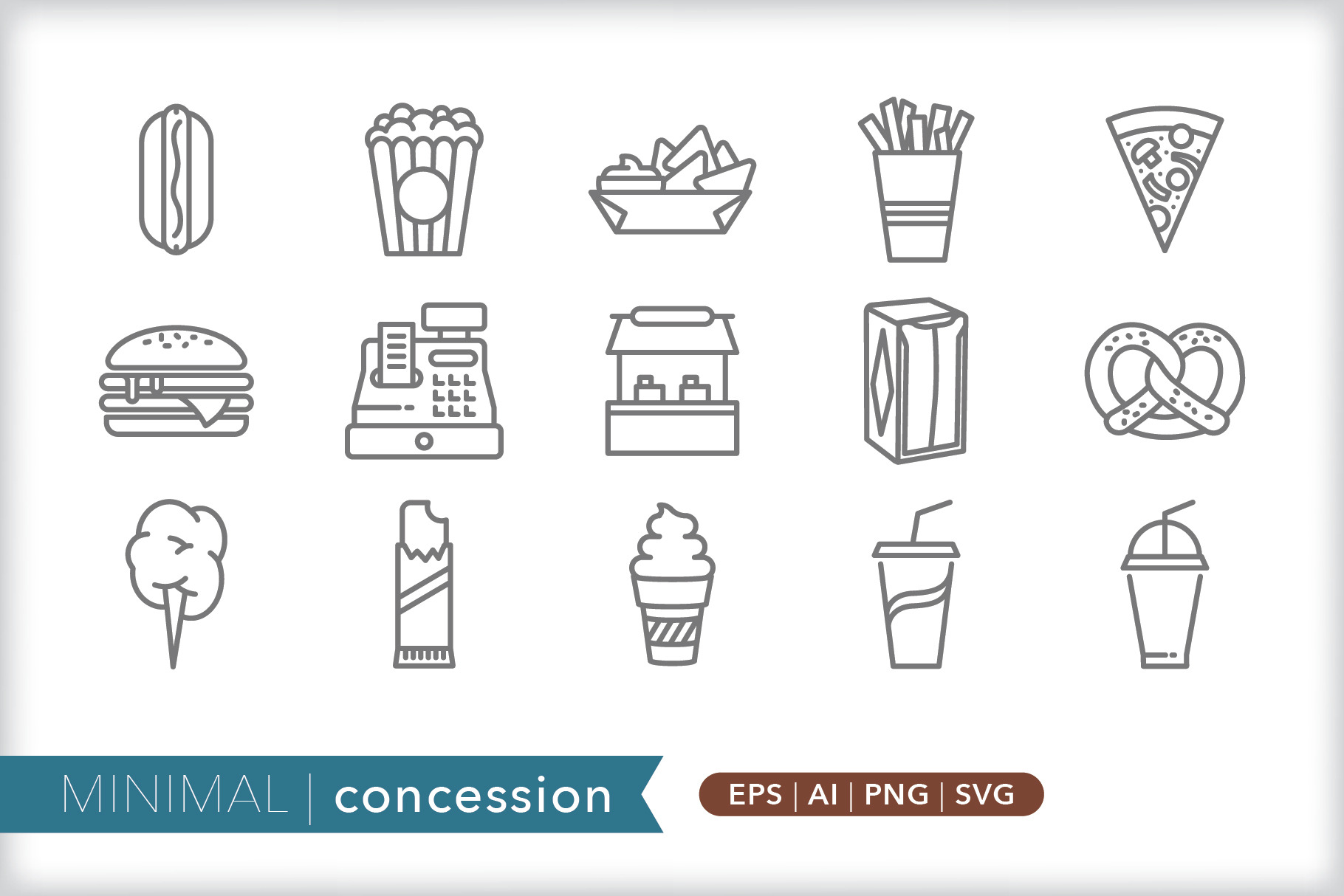 Minimal concession icons, an Outline Icon by Picture Window | Creative ...
