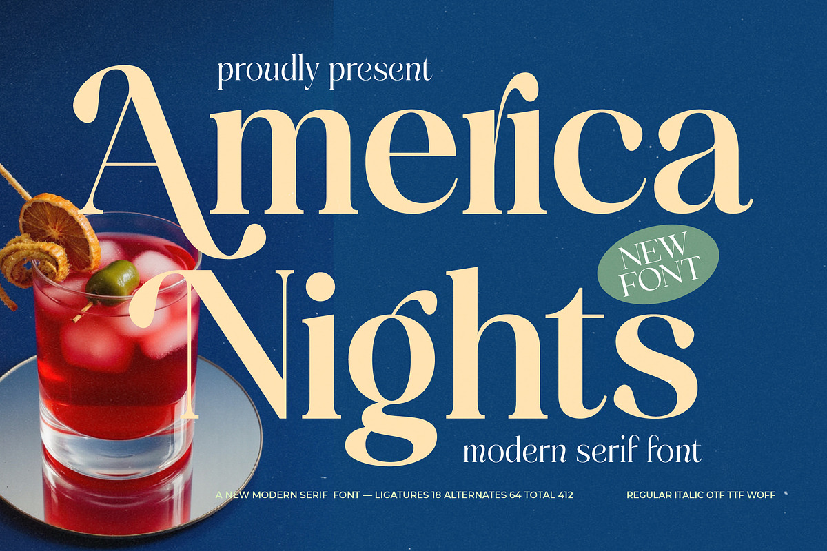 America Nights Modern Serif Font, a Serif Font by timelesstype.co