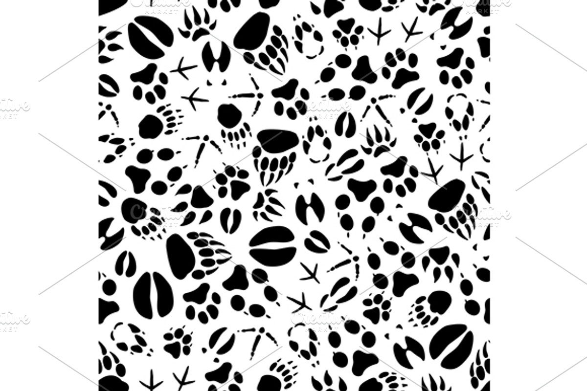 Animal footprints and tracks pattern, a Pattern Graphic by Vector Tradition