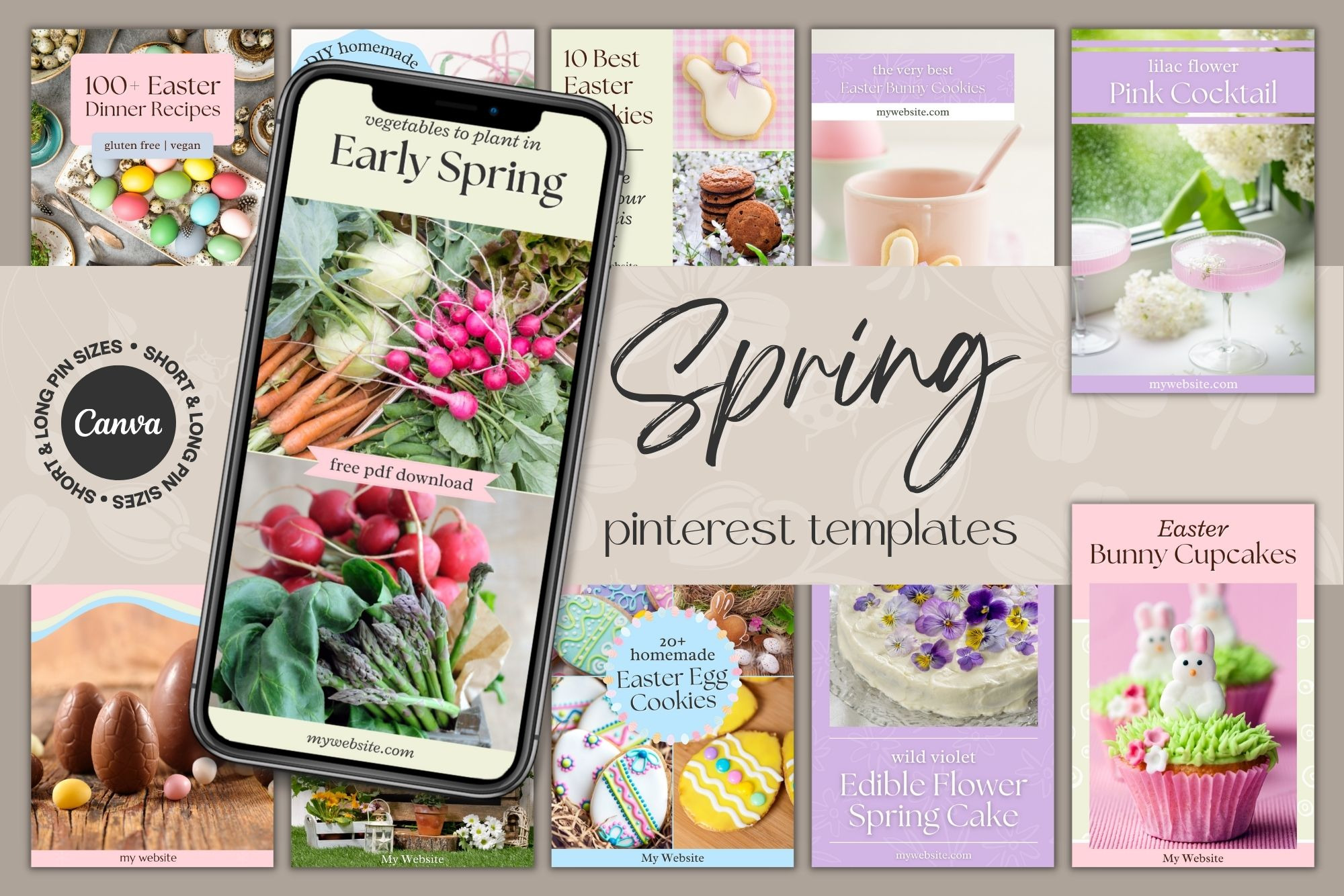 Spring Canva Pinterest Templates