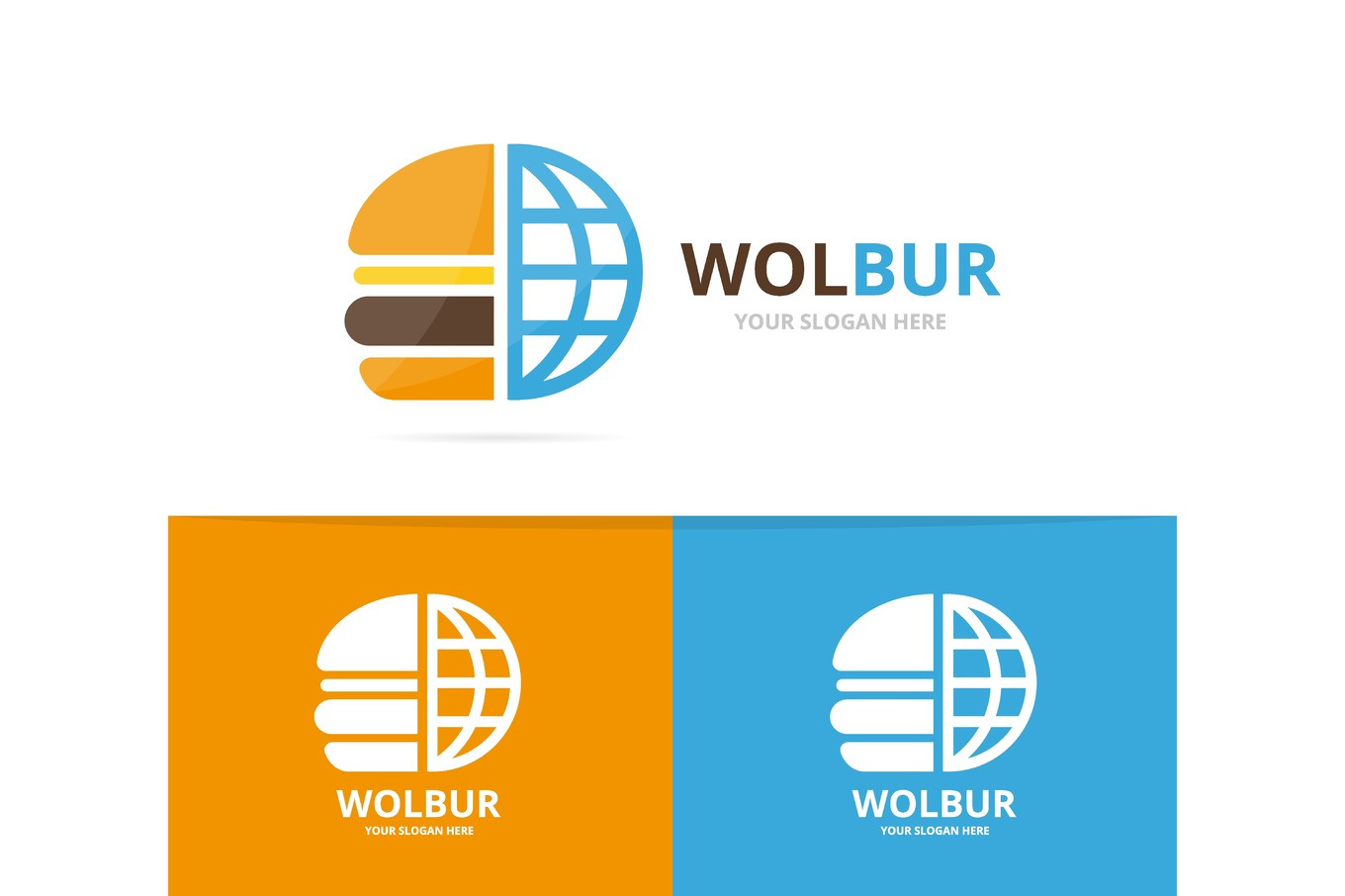 Vector burger and planet logo combination. Hamburger and world symbol ...