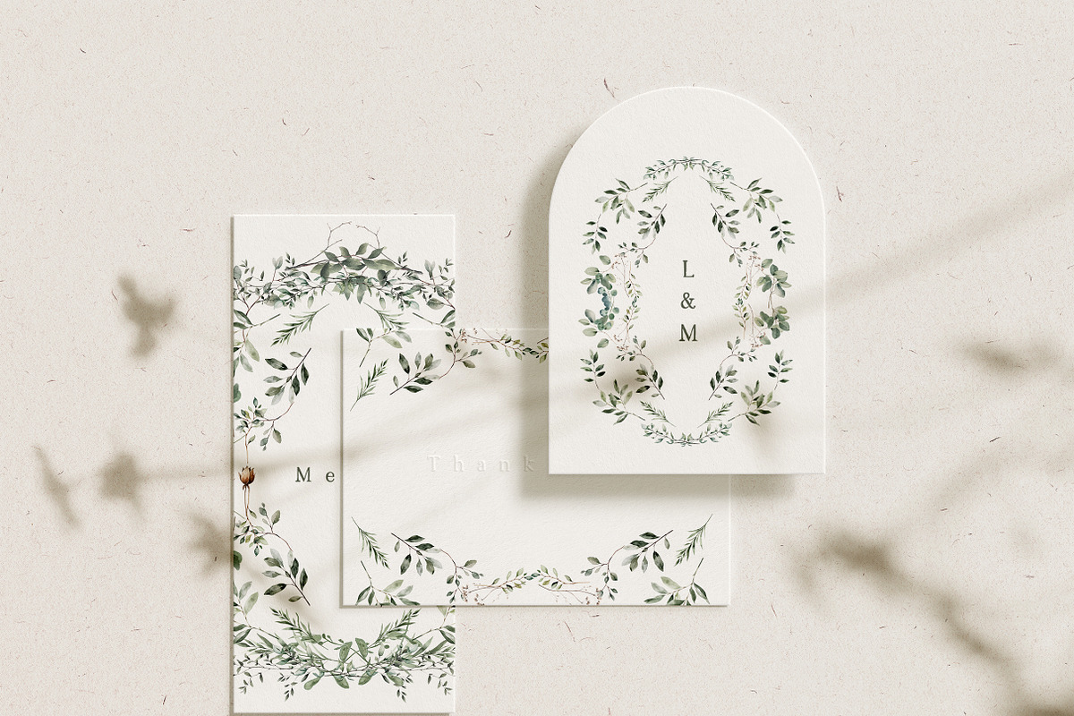 Modern Watercolor Greenery & Wreaths