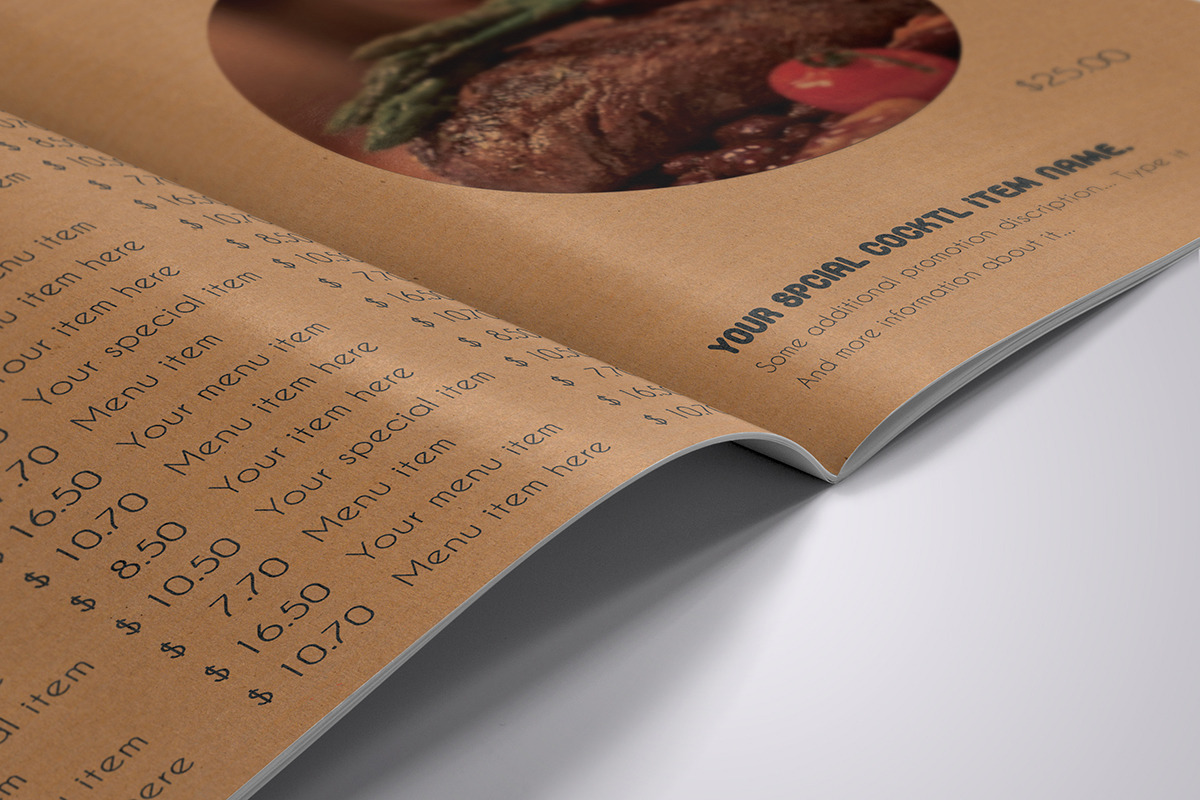 Cardboard MENU TEMPLATE, a Brochure Template by Tzochko