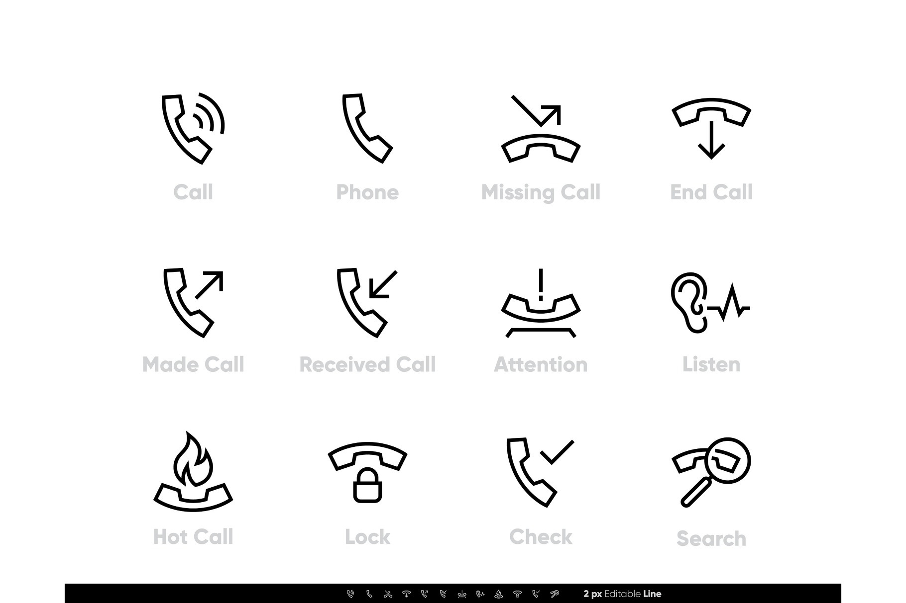 Phone Call Statuses icons. Missing, an Object Illustration by theungsys