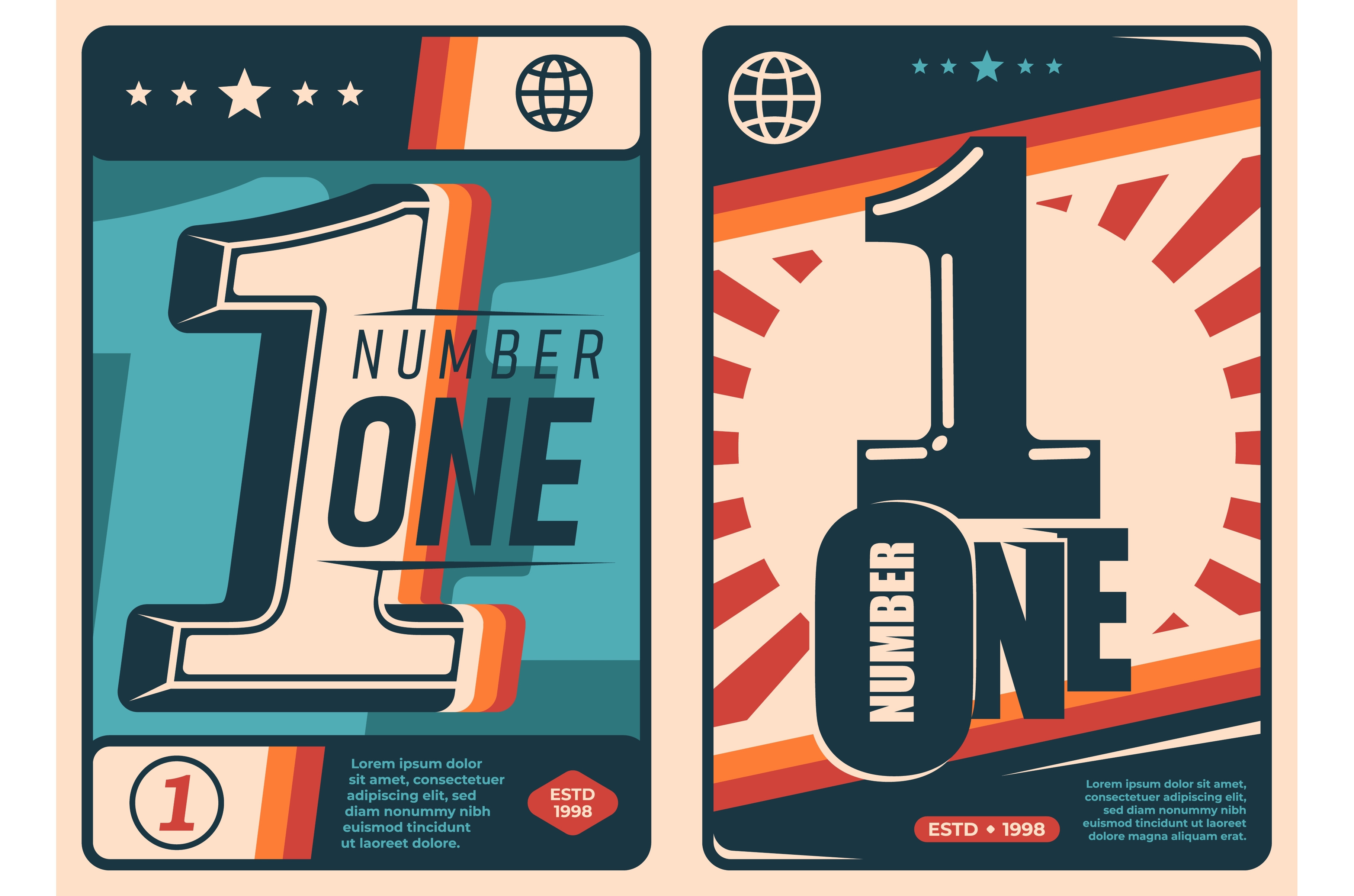 Number one retro posters, an Object Illustration by Vector Tradition