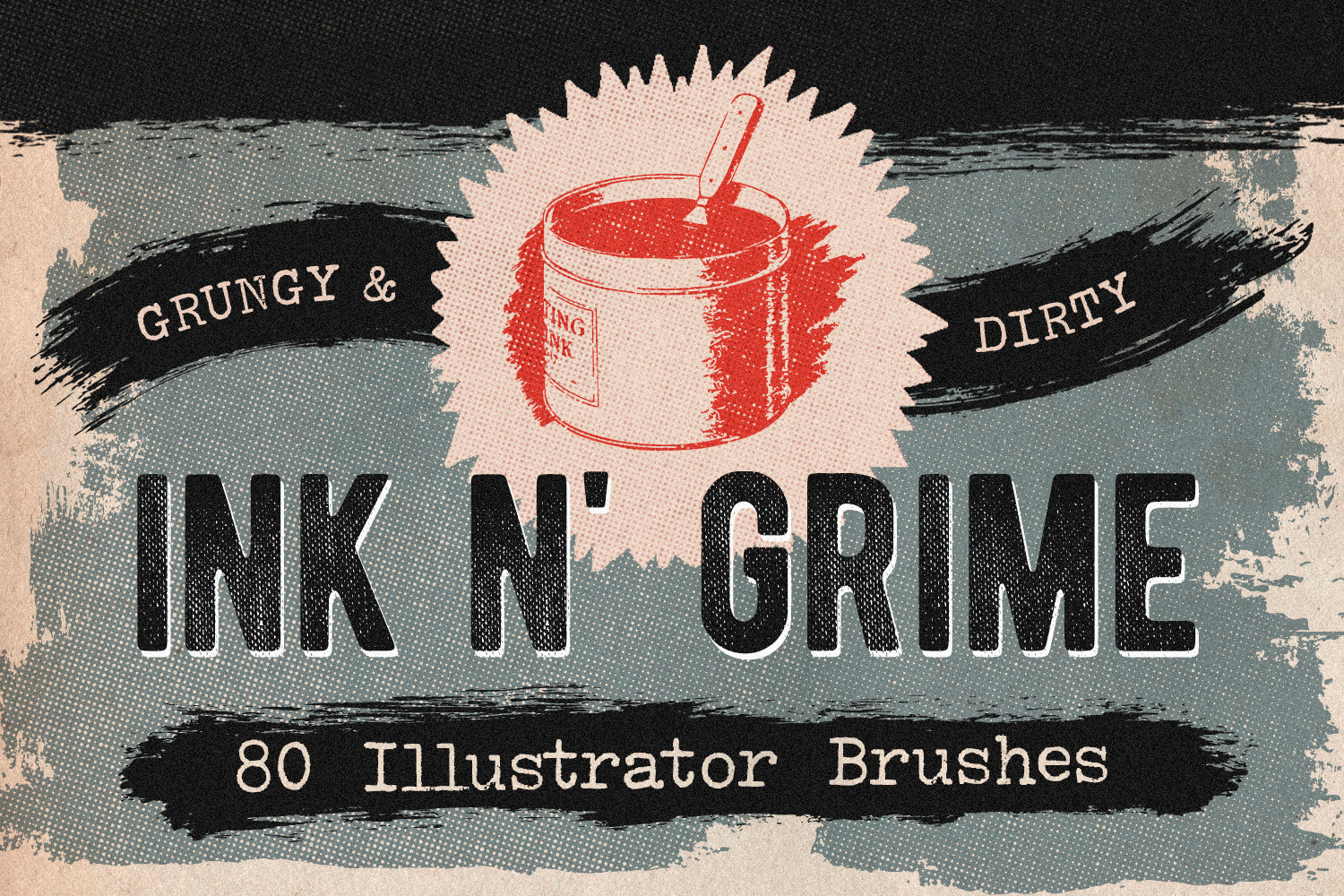 80 Dry Ink Illustrator Brushes, a Brush Add-On by Brigantine Designs ...
