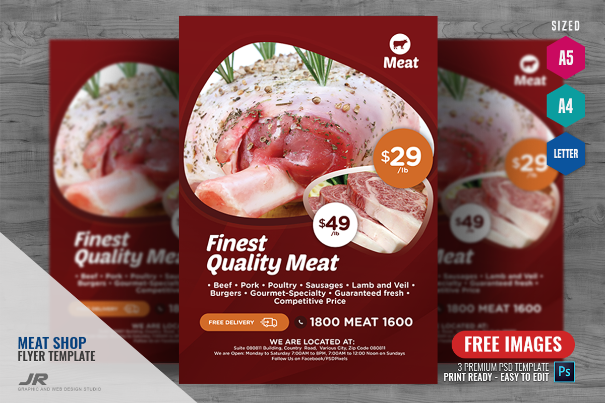 Meat Market Flyer, a Flyer Template by PSDPixel