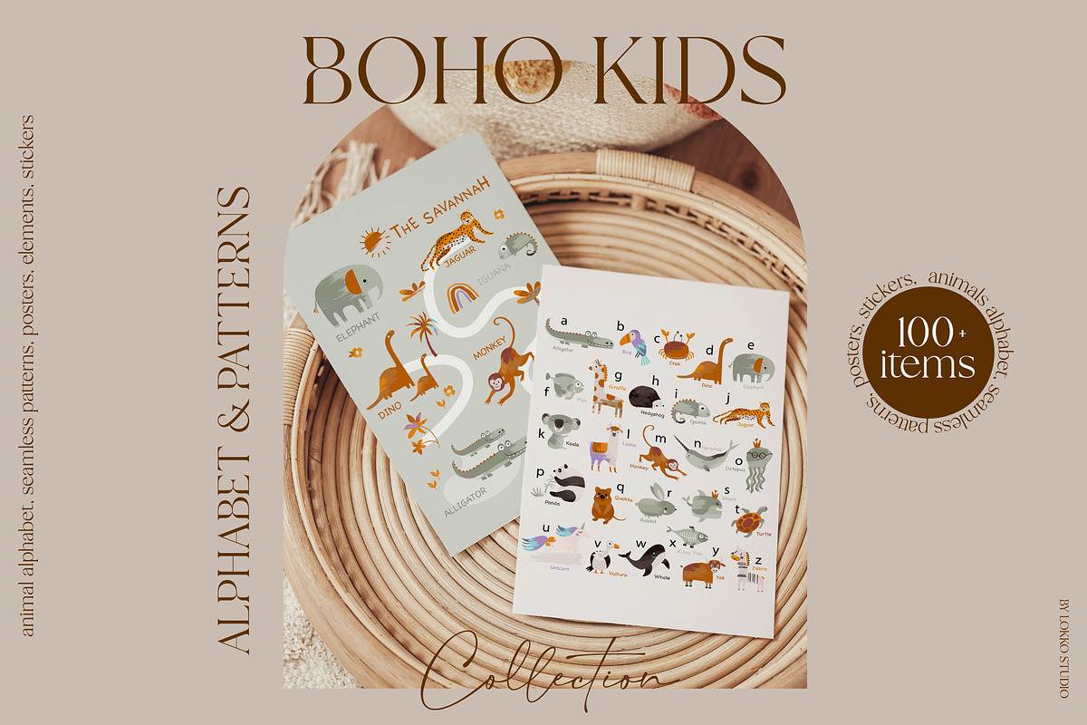 Boho Animal Alphabet kids collection, an Animal Illustration by lokko ...
