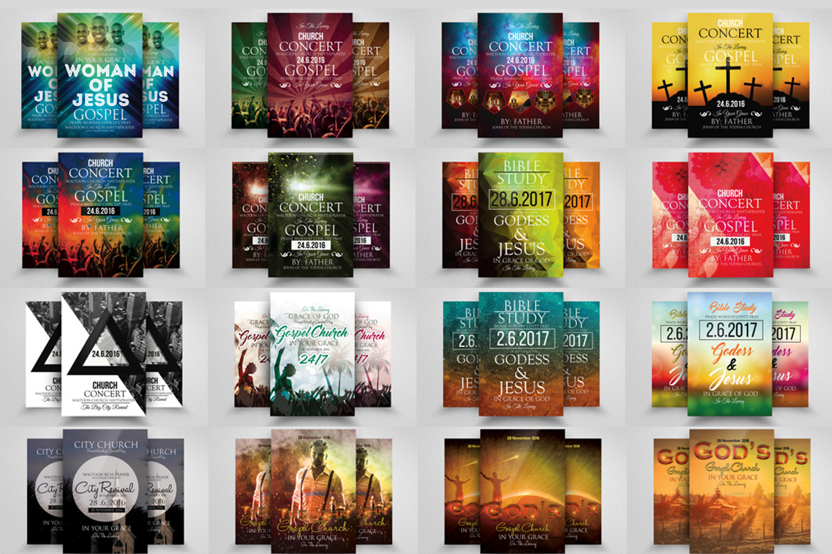 60 Glorious God Church Flyer Bundle, a Flyer Template by Business Flyers
