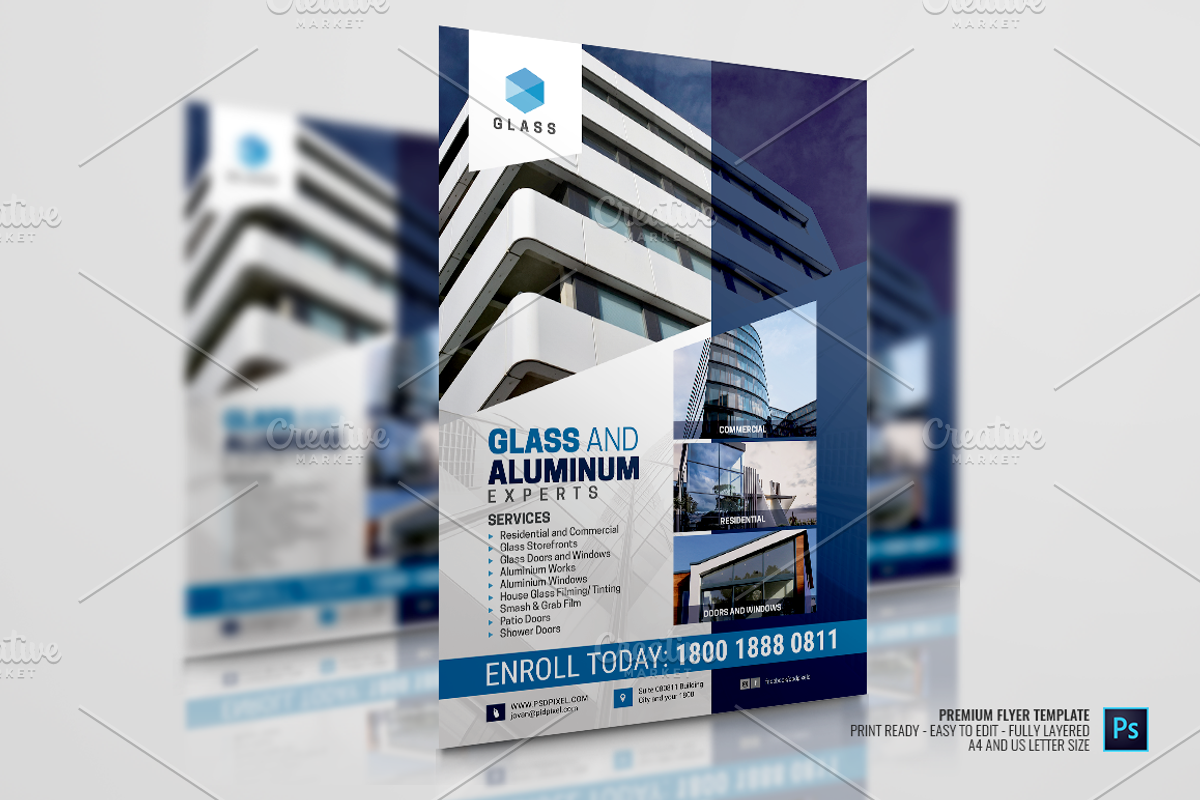 Glass and Aluminum Fabrication, a Flyer Template by PSDPixel