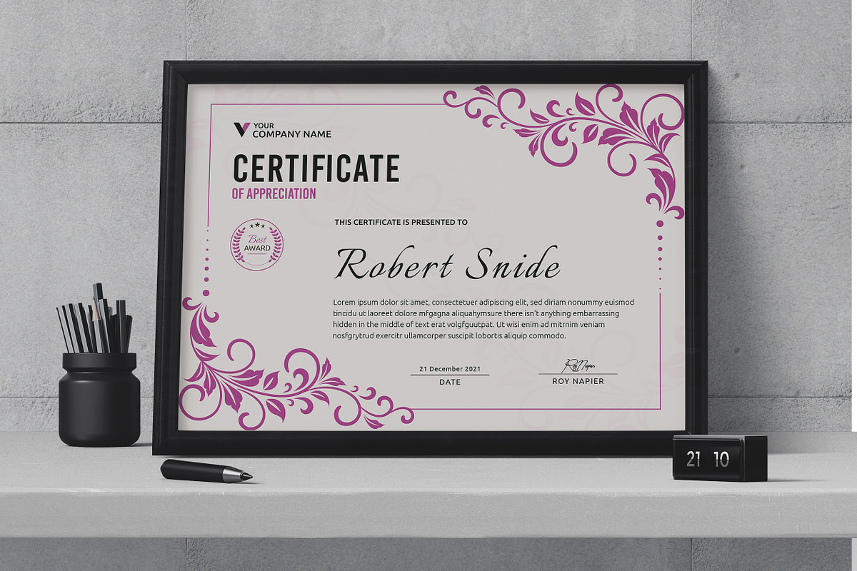 Certificate Template, a Stationery Template by ResumeDevisers