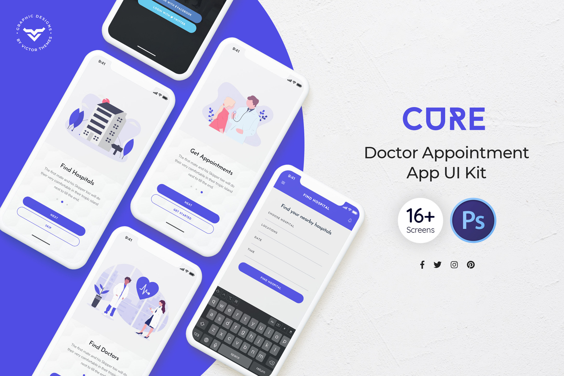 Doctor Appointment Mobile UI Kit, an UI Kit Template by VictorThemes