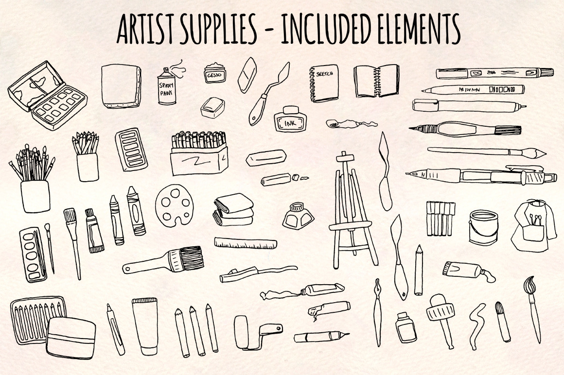 Art and Painting 59 Graphic Elements, an Illustration by Violet LeBeaux