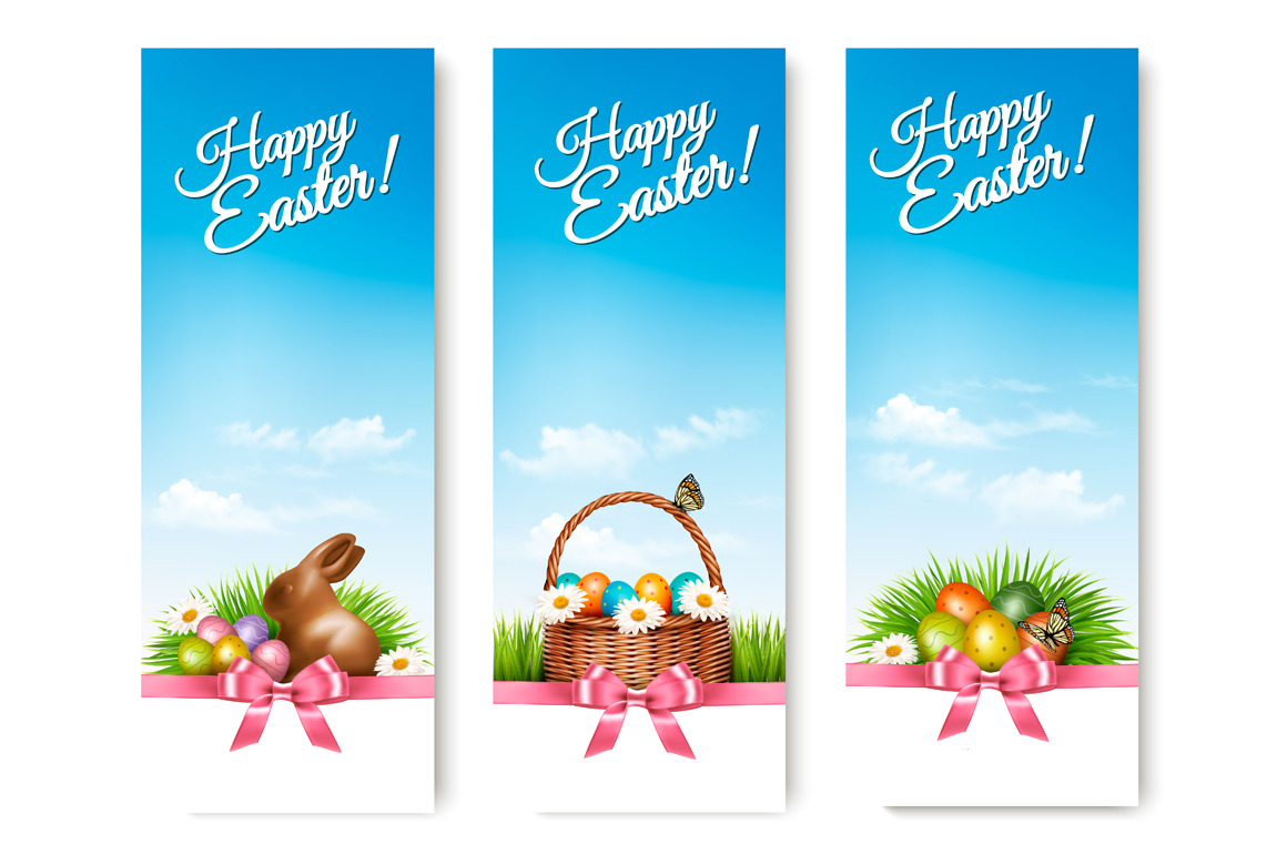 Happy Easter banners | Decorative Illustrations ~ Creative Market