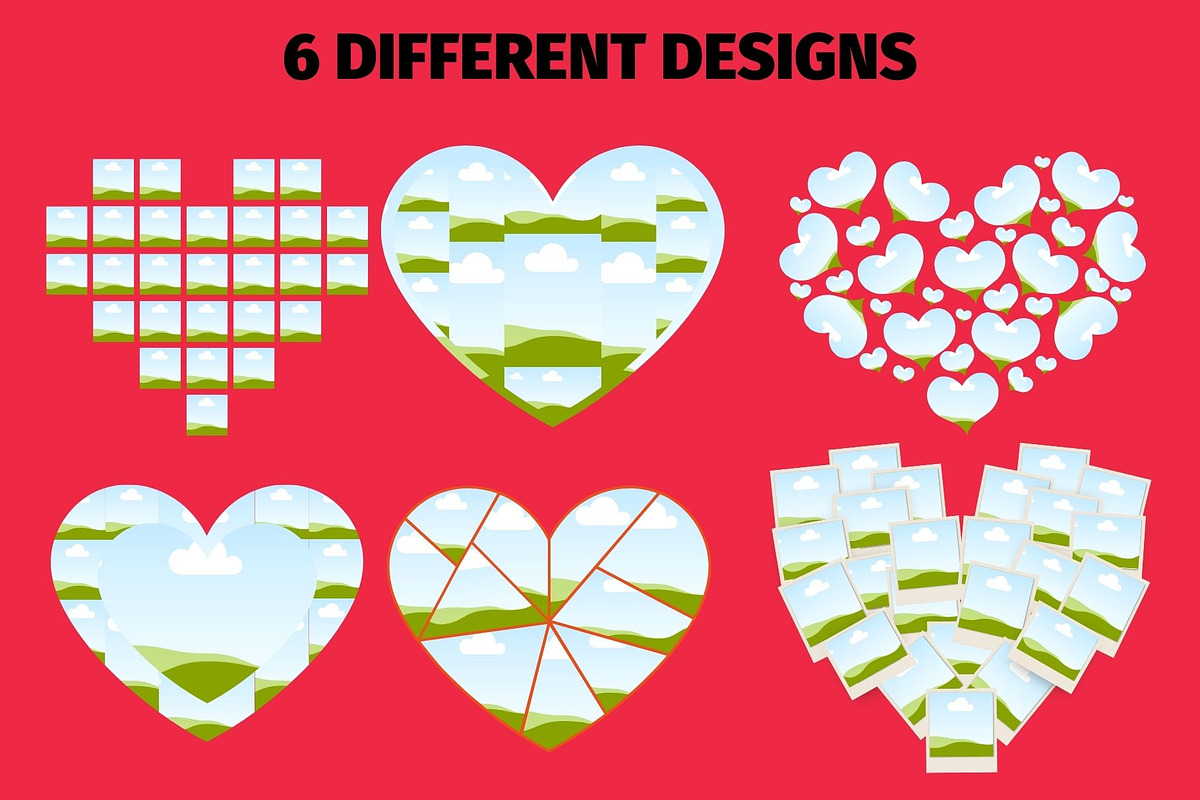 Heart Photo Collage Canva Template, a Design Template by GraphiCarola