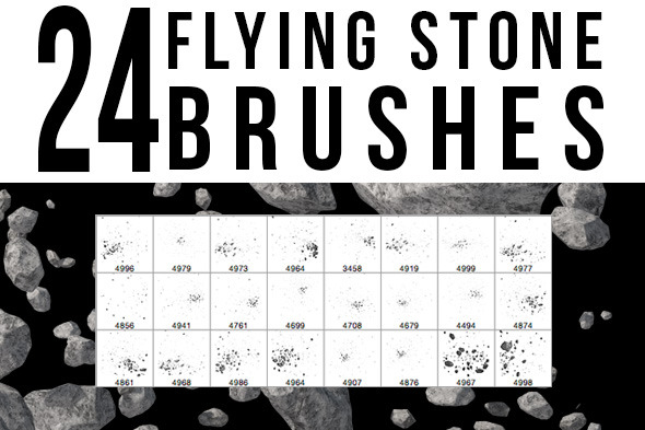 24 Flying Stone Brushes, a Brush Add-On by stockgorilla