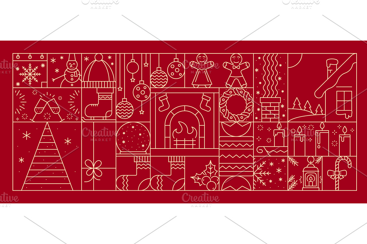 Christmas holiday line ornament, a Seasonal Illustration by Vector ...