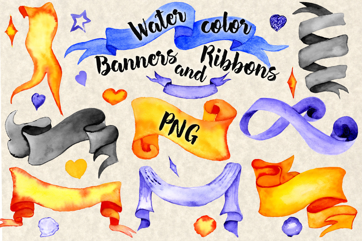 Halloween Watercolor Ribbon Banners, an Illustration by Evgeniia
