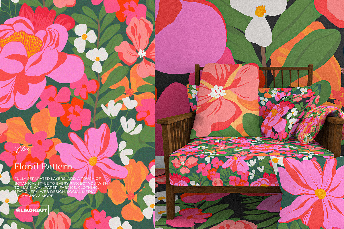 Bold Bloom Tropical Flower Pattern, a Pattern Graphic by likorbut