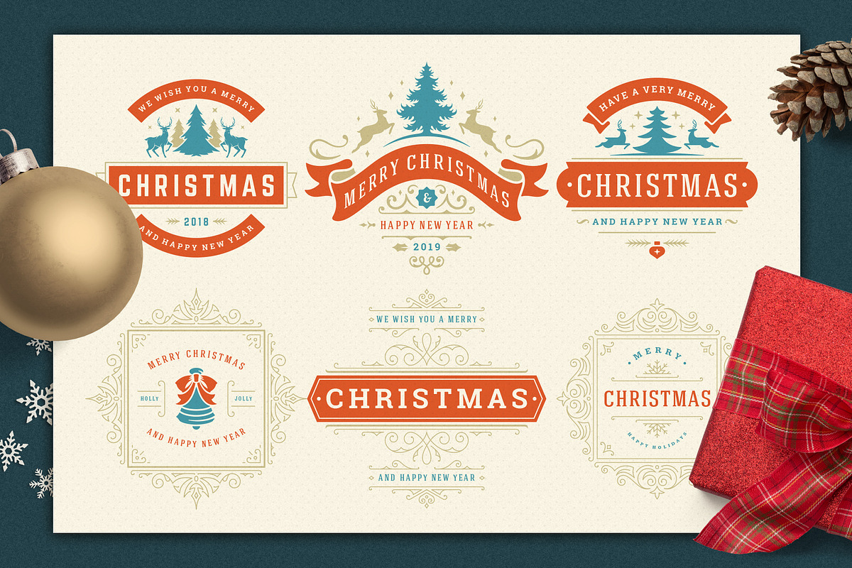 Christmas Retro Design Bundle, a Poster Template by Vasya Kobelev