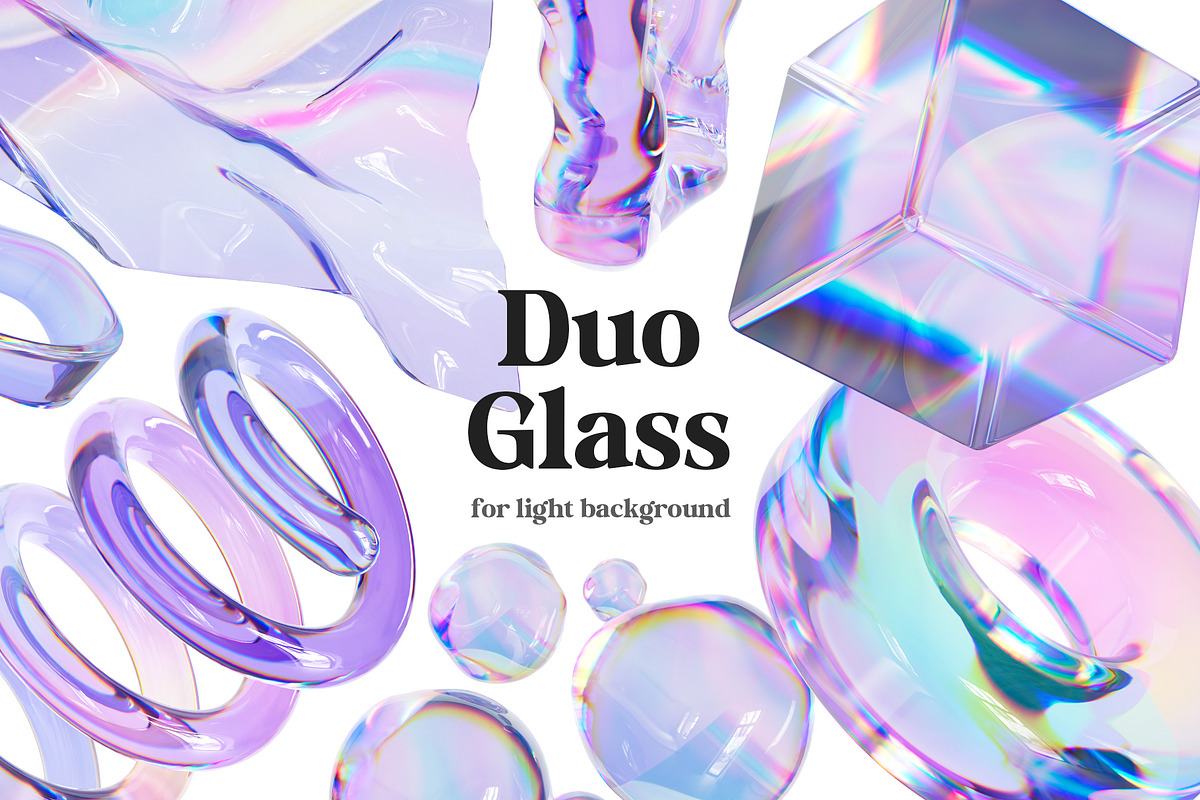 Colorful 3D Duo Glass Shapes Pack, a Graphic by LarysaZabrotskaya