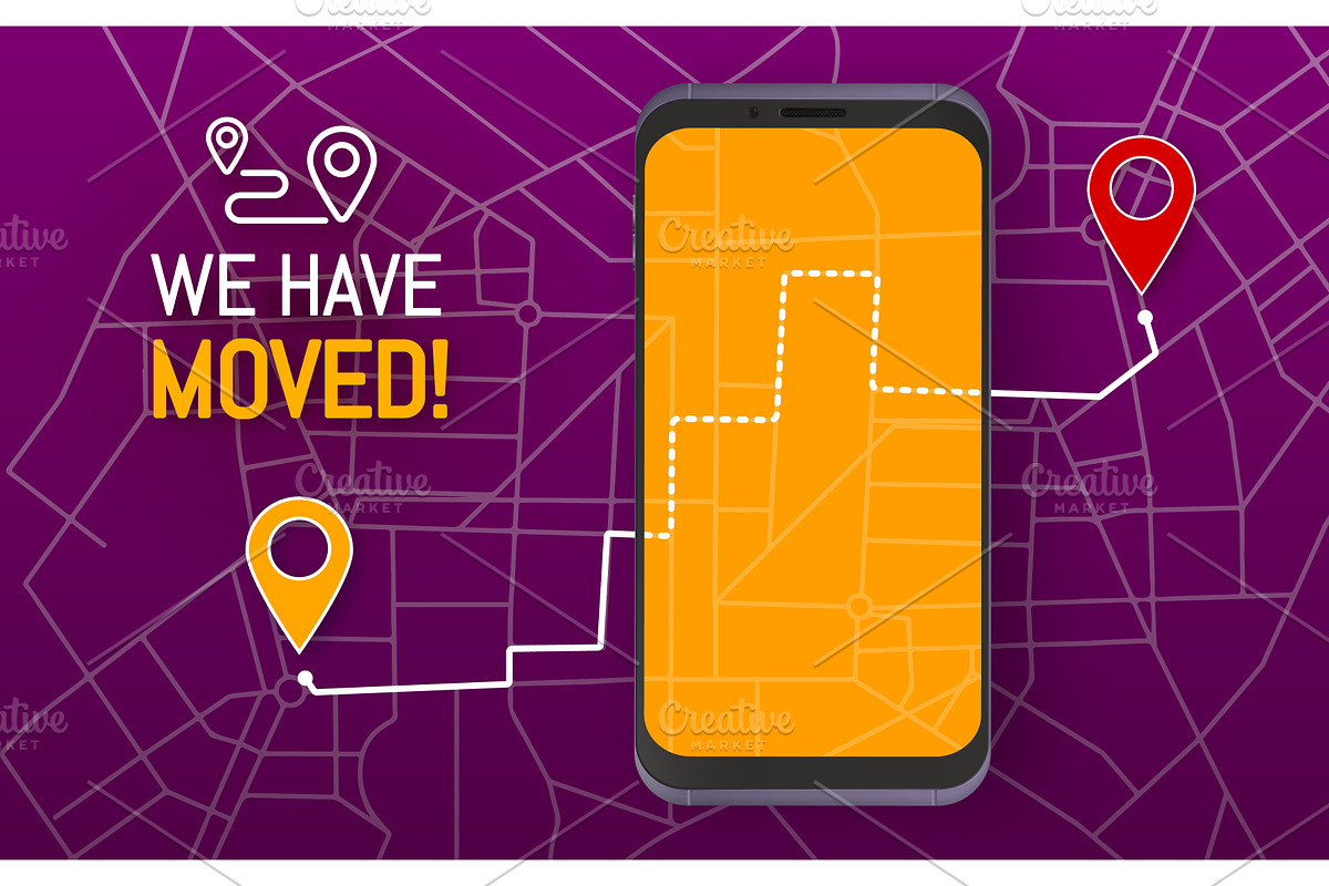 We have moved, relocation map, a Work Illustration by Vector Tradition ...