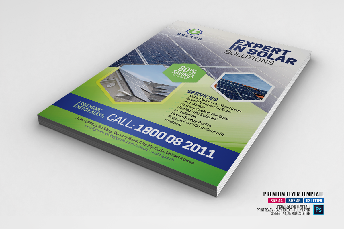 Solar Installation Flyer, a Flyer Template by PSDPixel