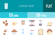 50 Coffee Shop Flat Multicolor Icons, an Icon by IconBunny | Creative ...