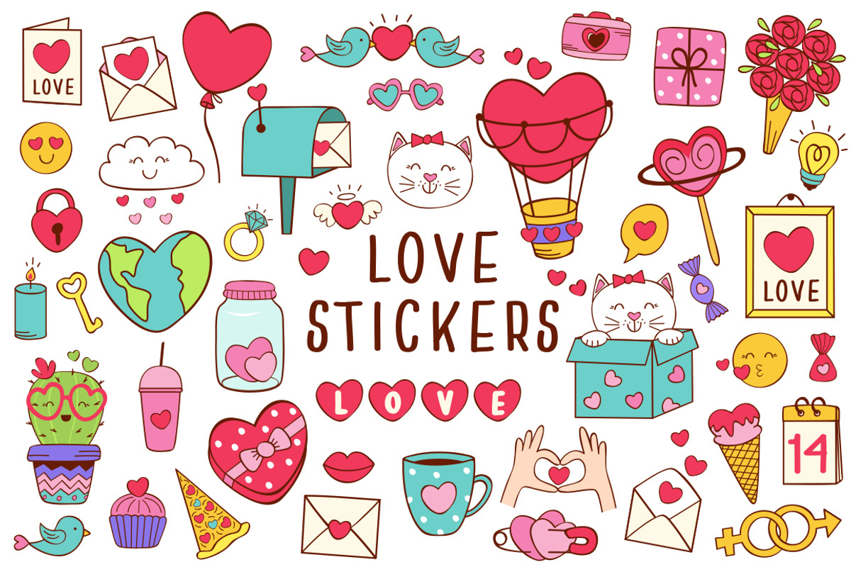 love stickers collection, a Decorative Illustration by NataKa ...